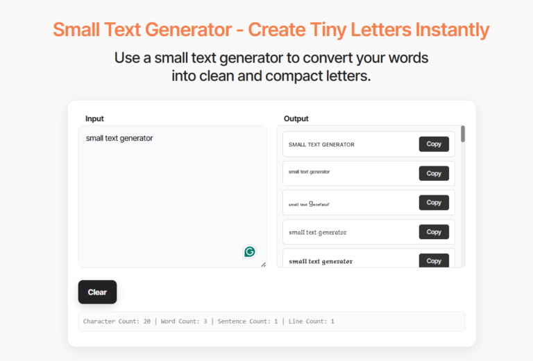 Small Text Generator | Copy Tiny Text in Seconds (ᶠʳᵉᵉ)