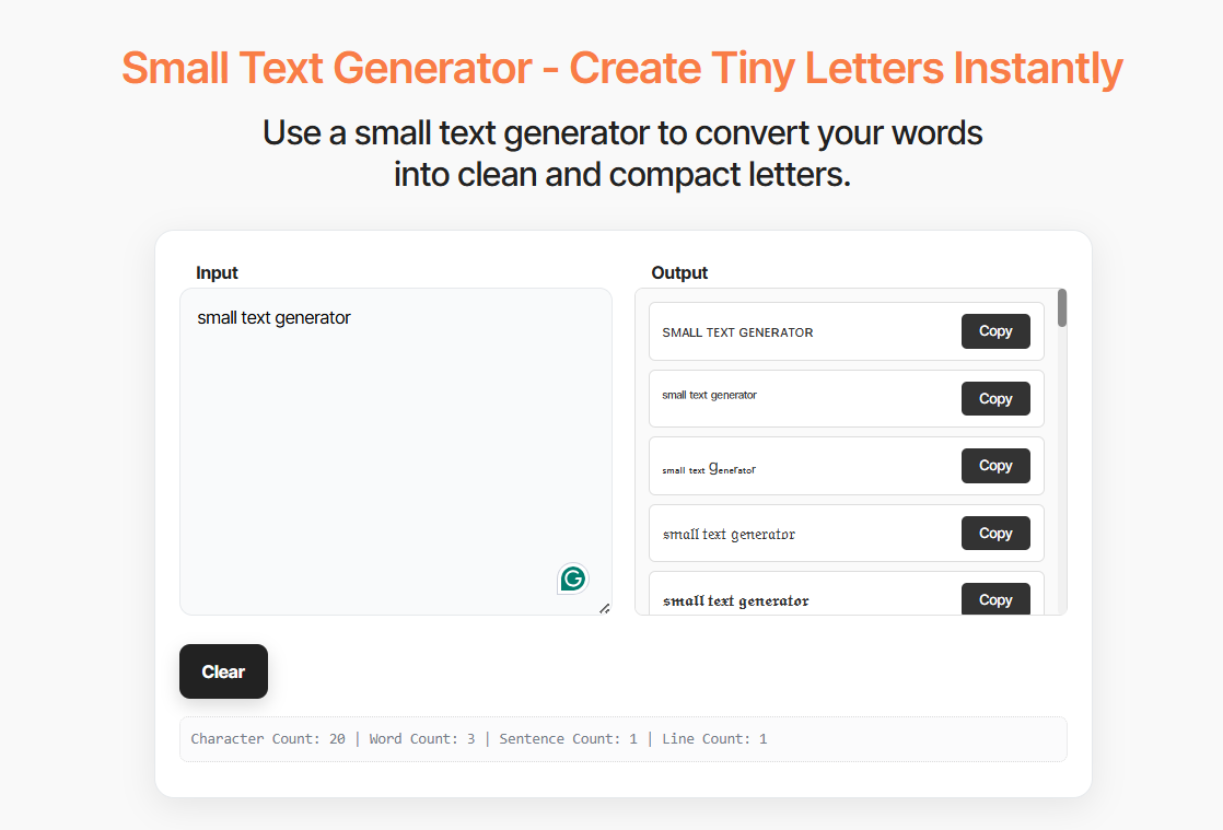 Small Text Generator | Copy Tiny Text in Seconds (ᶠʳᵉᵉ)